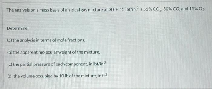 Solved The analysis on a mass basis of an ideal gas mixture | Chegg.com