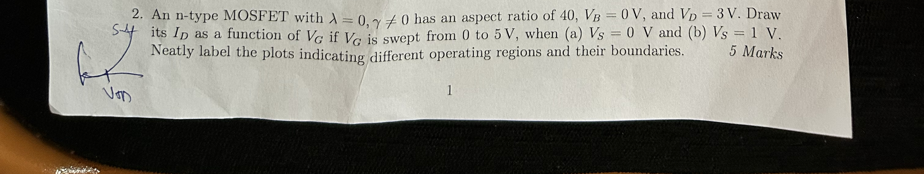 Solved An n-type MOSFET with λ=0,γ≠0 ﻿has an aspect ratio of | Chegg.com