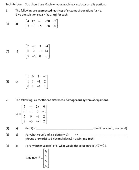 Solved 1. Tech-Portion: You should use Maple or your | Chegg.com