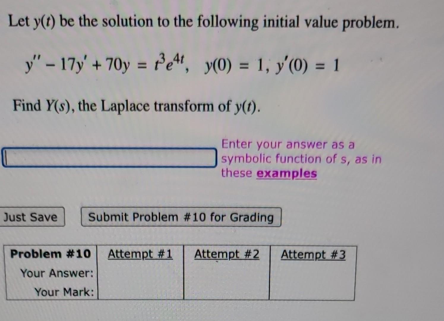 Solved Let y(t) be the solution to the following initial | Chegg.com