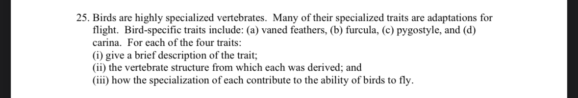 Solved Birds are highly specialized vertebrates. Many of | Chegg.com