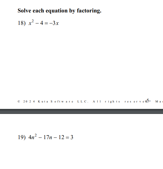 Solved Solve Each Equation By Factoring.#18 and