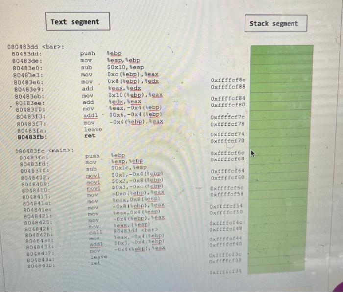 Solved Text segment Stack segment(gdb) info registersThe | Chegg.com Solved Text segment Stack segment(gdb) info registersThe | Chegg.com