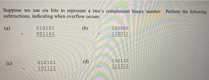 Solved Suppose we use six bits to represent a two's | Chegg.com