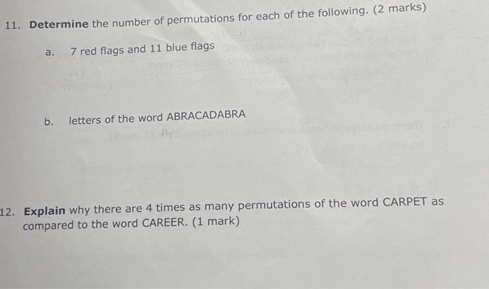 Solved 11 Determine The Number Of Permutations For Each Of