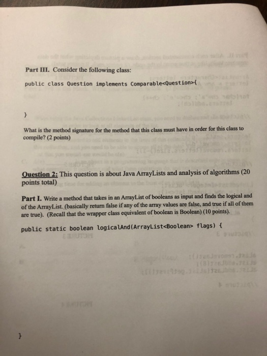 Solved Part III. Consider the following class: public class | Chegg.com Solved Part III. Consider the following class: public class | Chegg.com