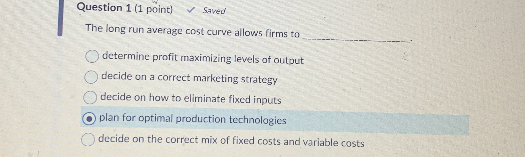 Solved Question 1 (1 ﻿point) ﻿SavedThe long run average | Chegg.com
