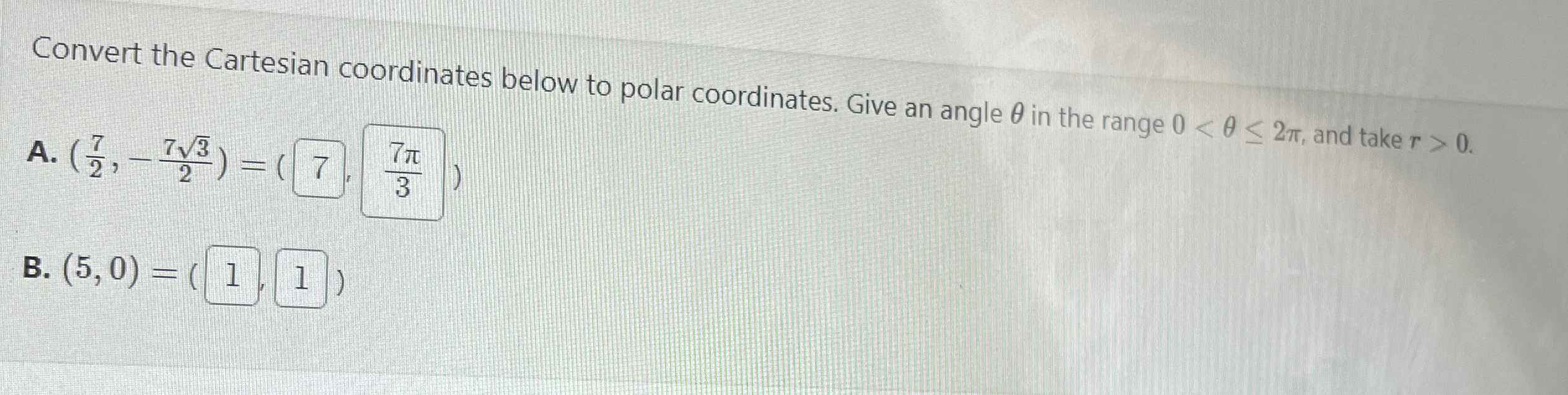 Solved Convert the Cartesian coordinates below to polar | Chegg.com
