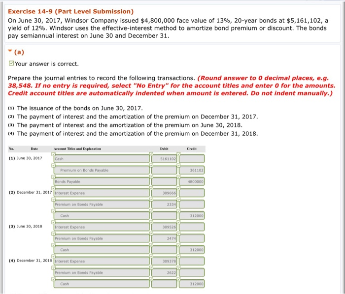 Solved Exercise 14-9 (Part Level Submission) On June 30, | Chegg.com