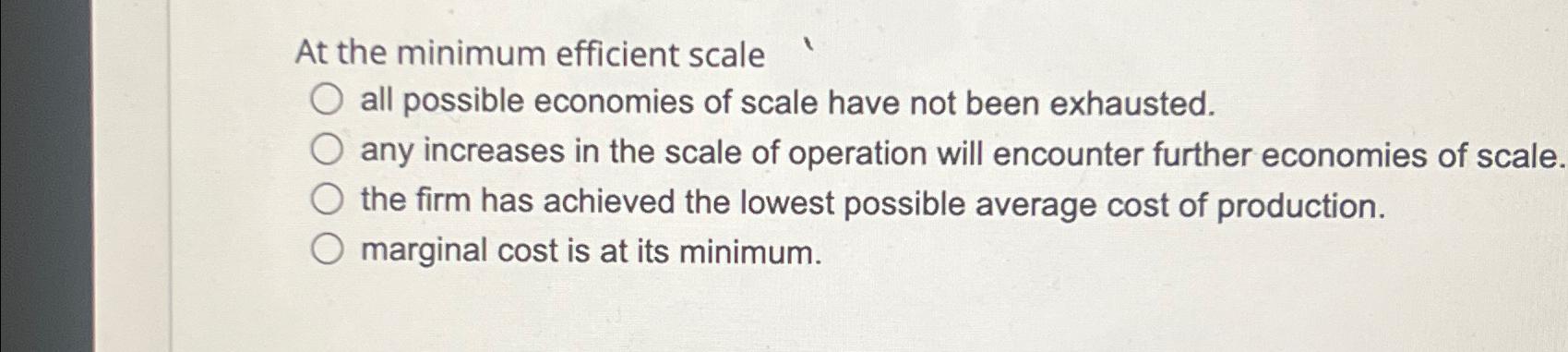 Solved At the minimum efficient scale all possible economies | Chegg.com