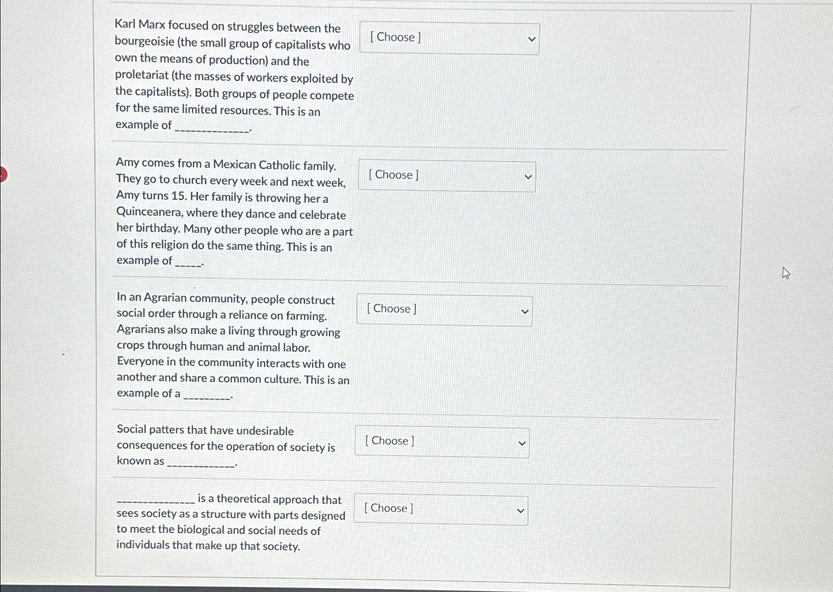 Solved Karl Marx focused on struggles between the | Chegg.com