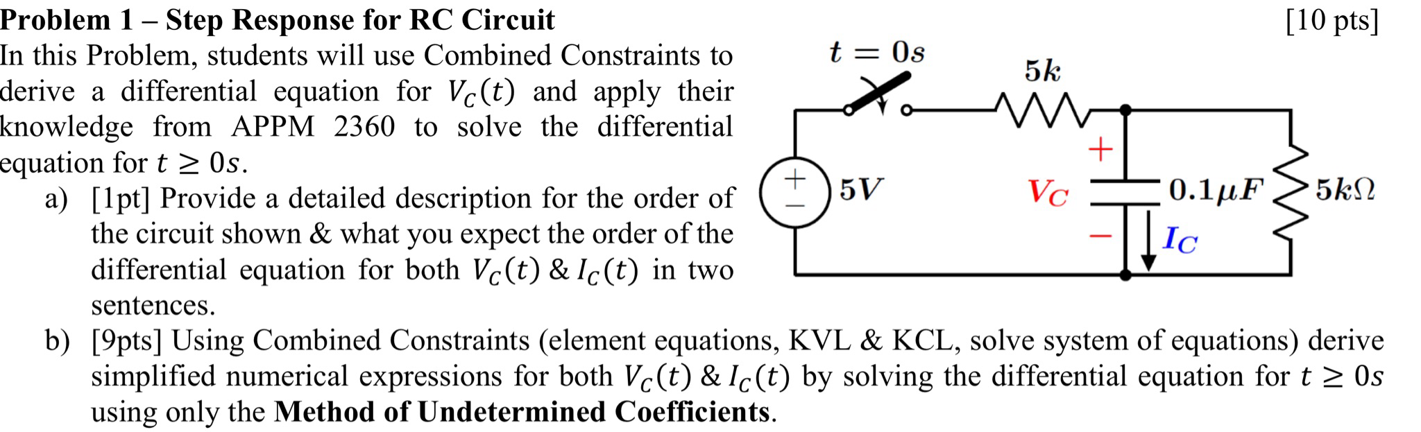 Solved Problem 1 - ﻿Step Response for RC ﻿Circuit|~10pts~|In | Chegg.com