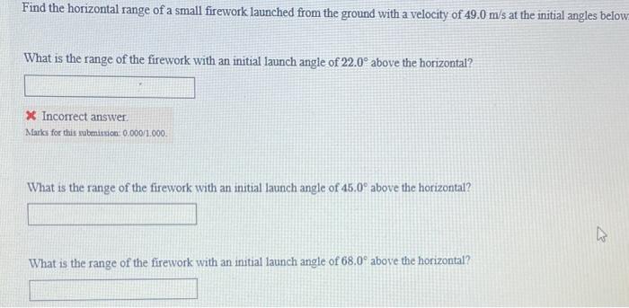 Solved Find the horizontal range of a small firework | Chegg.com