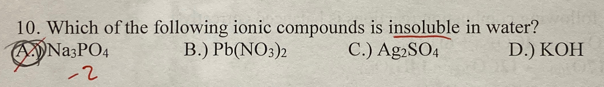 Solved Which of the following ionic compounds is insoluble | Chegg.com