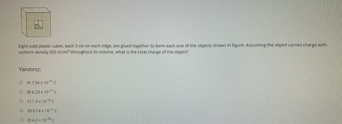 Solved Eight solid plastic cubes, each 3 cm on each edge, | Chegg.com