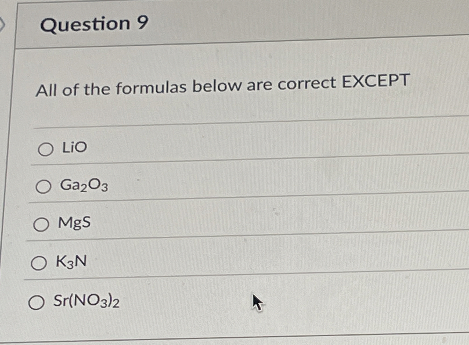 Solved Question 9All of the formulas below are correct | Chegg.com