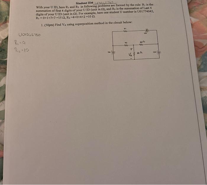 Solved With your U ID, here R1 and R2 in following problems | Chegg.com