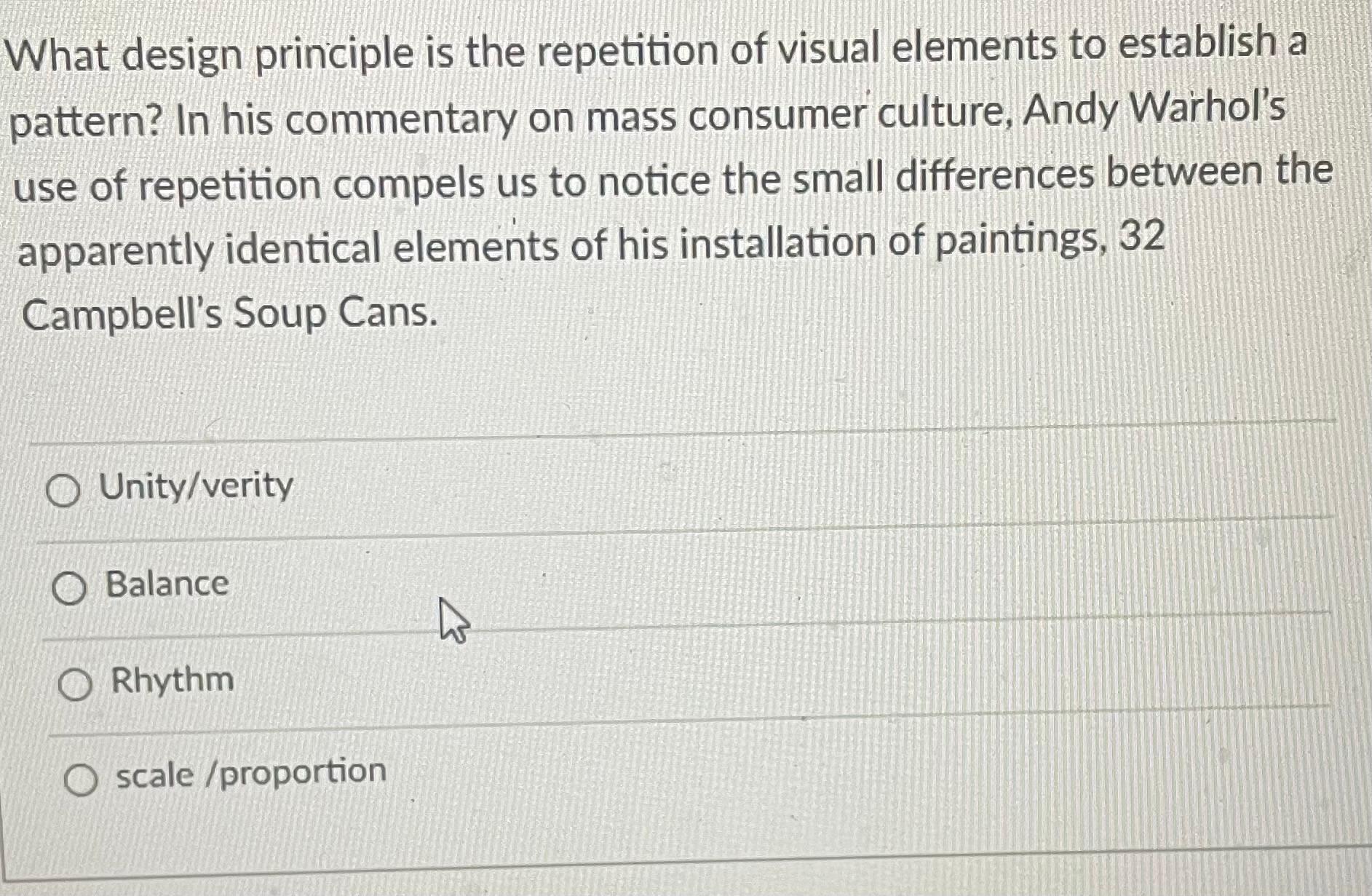 Solved What design principle is the repetition of visual | Chegg.com