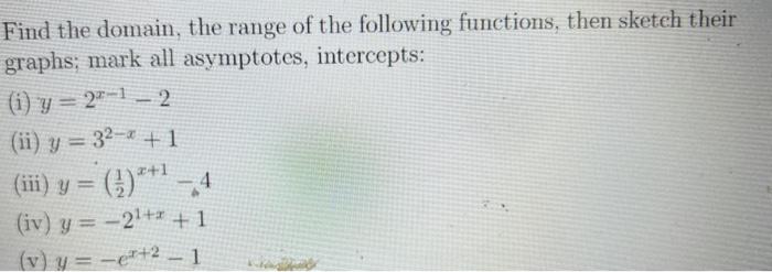 Solved Find the domain, the range of the following | Chegg.com