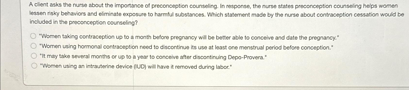 Solved A client asks the nurse about the importance of | Chegg.com