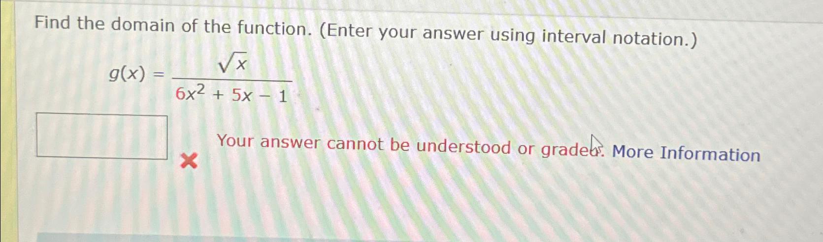 Solved Find the domain of the function. (Enter your answer | Chegg.com