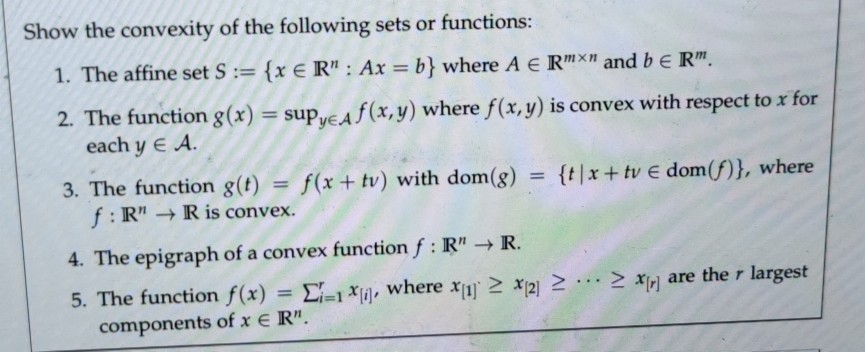 Solved Show the convexity of the following sets or | Chegg.com