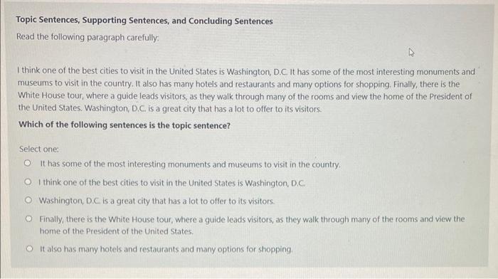 Topic Sentences, Supporting Sentences, and Concluding | Chegg.com