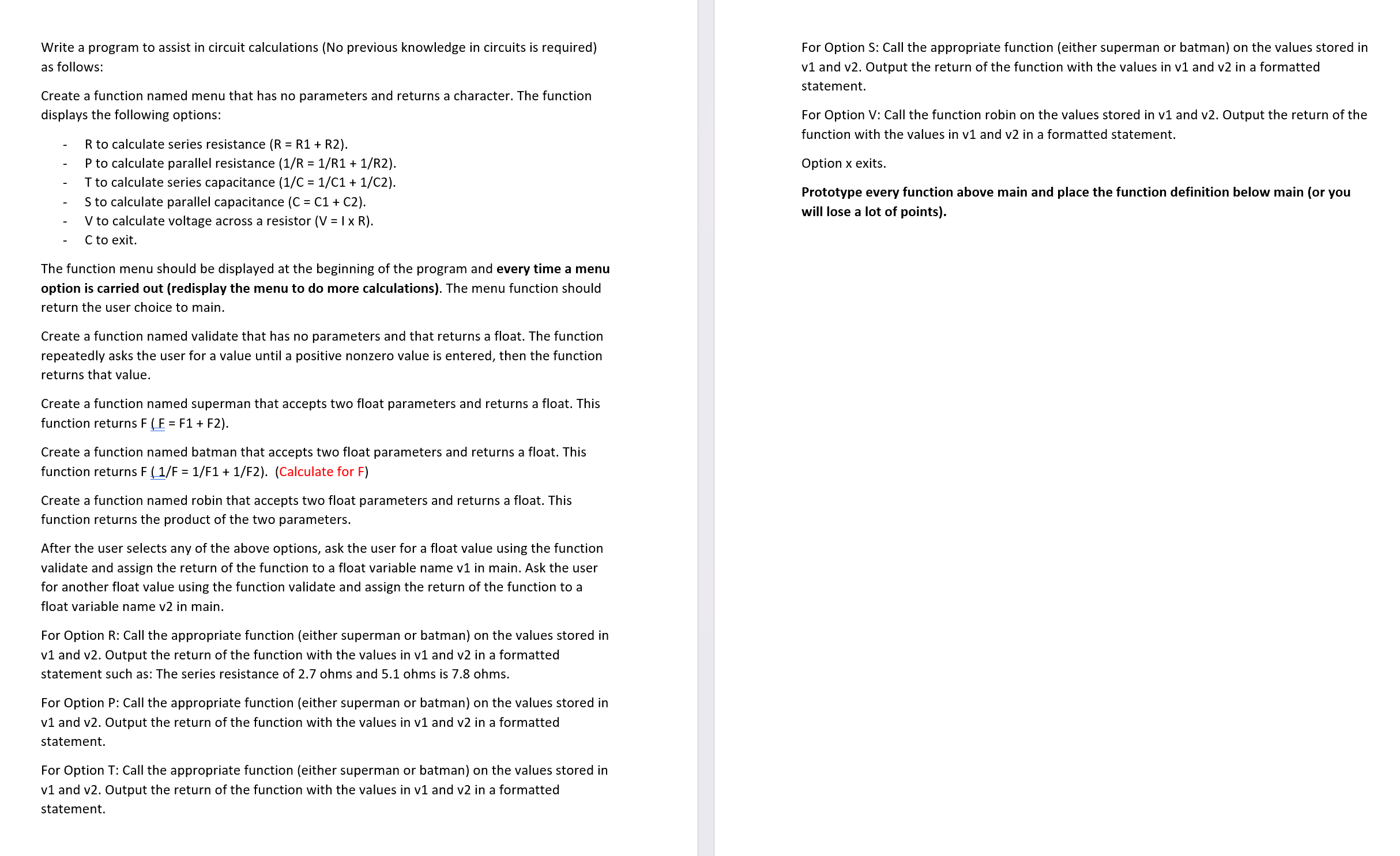 Solved In C Programming Write a program to assist in circuit | Chegg.com