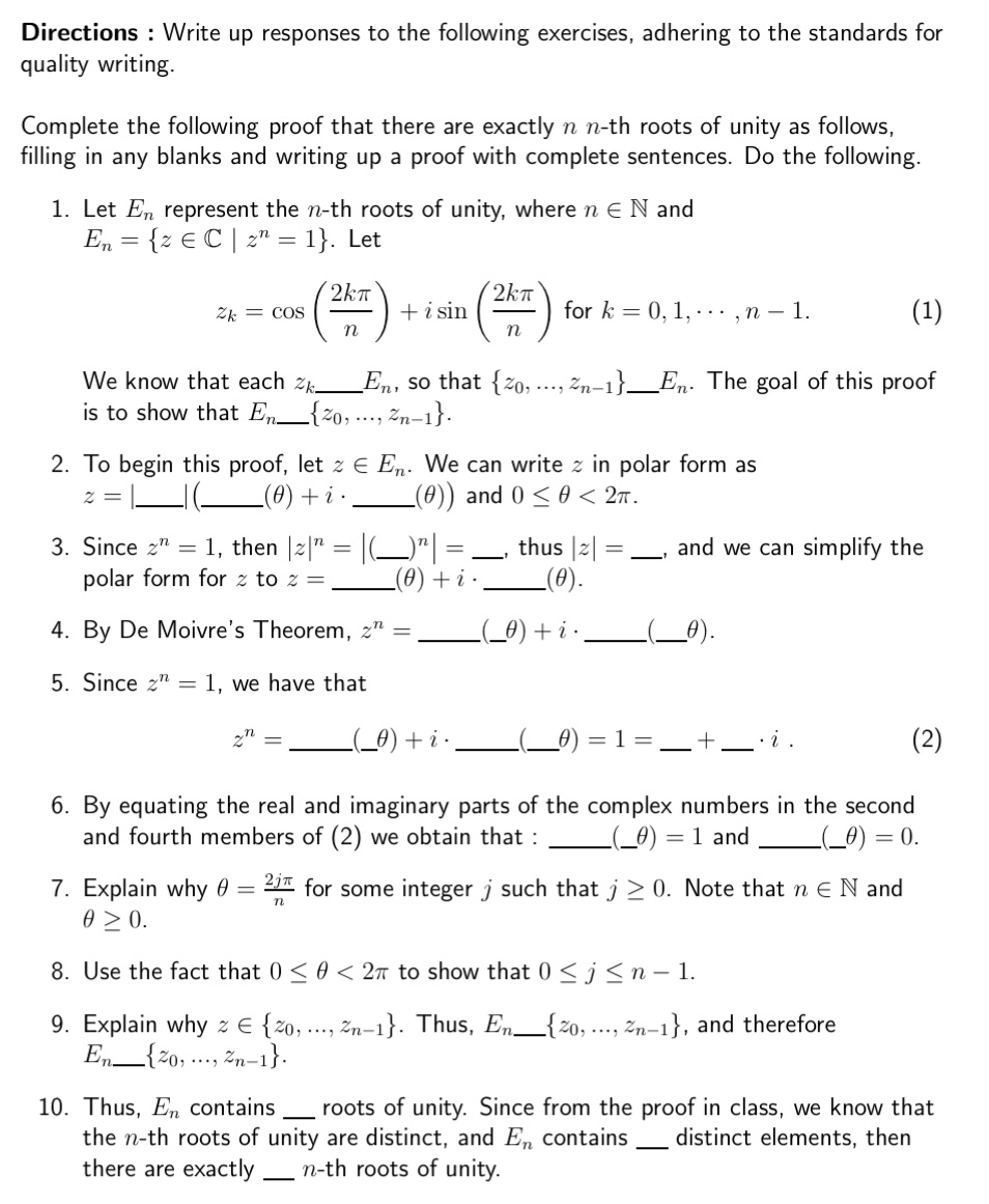 Solved Directions: Write up responses to the following | Chegg.com