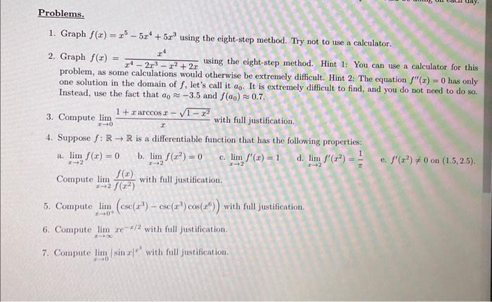 1. Graph f(x)=x5−5x4+5x3 using the eight-step method. | Chegg.com