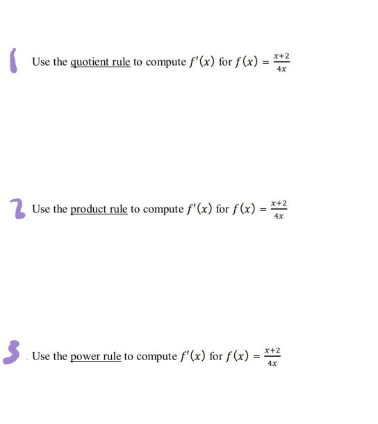 Solved Use the quotient rule to compute f'(x) for f(x) X+2 | Chegg.com
