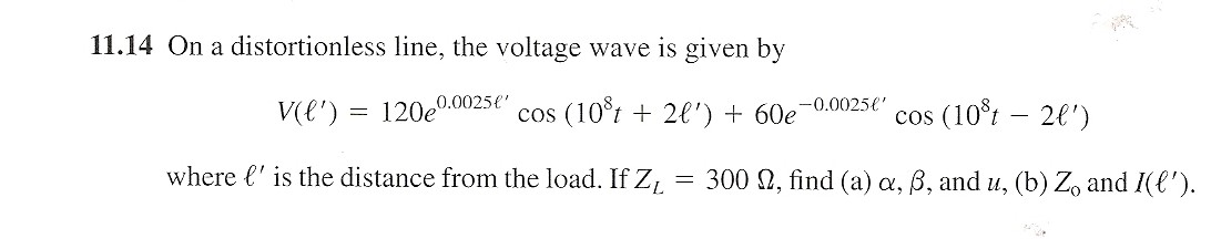 Solved On a distortion less line, the voltage wave is given | Chegg.com