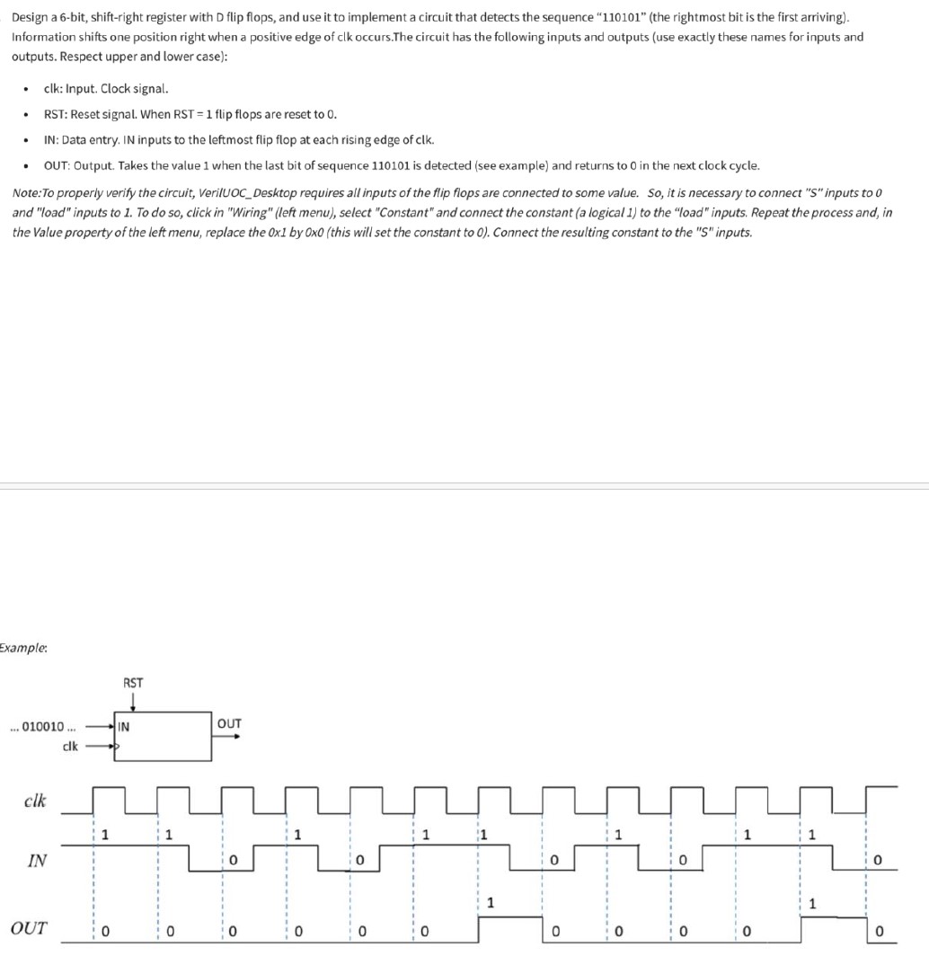Solved Design a 6-bit, shift-right register with D flip | Chegg.com