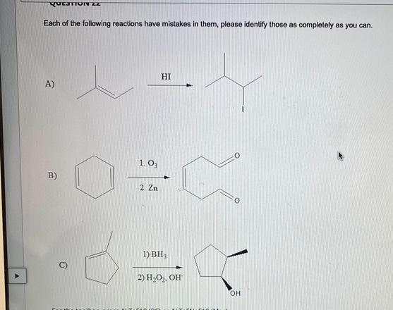Solved Each of the following reactions have mistakes in | Chegg.com