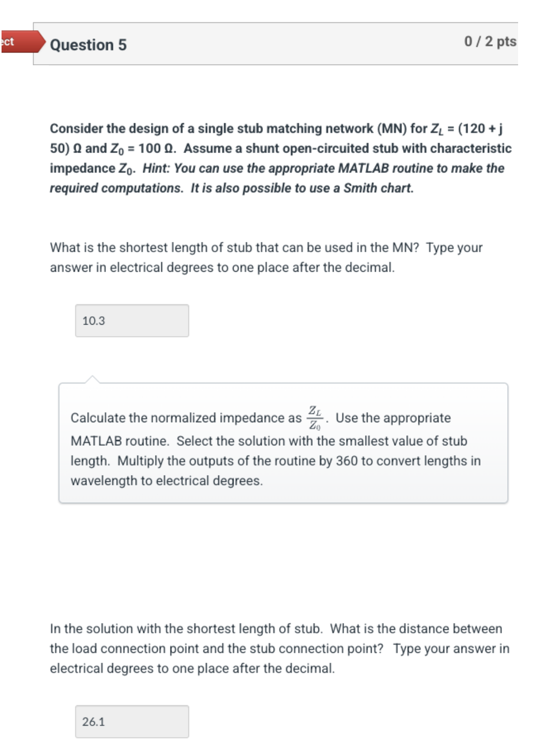 Consider the design of a single stub matching network | Chegg.com