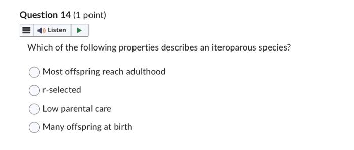 Solved Question 14 (1 point) Listen Which of the following | Chegg.com