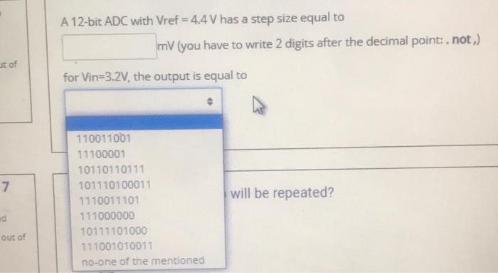 Solved A 12 Bit Adc With Vref 4 4v Has A Step Size Equal