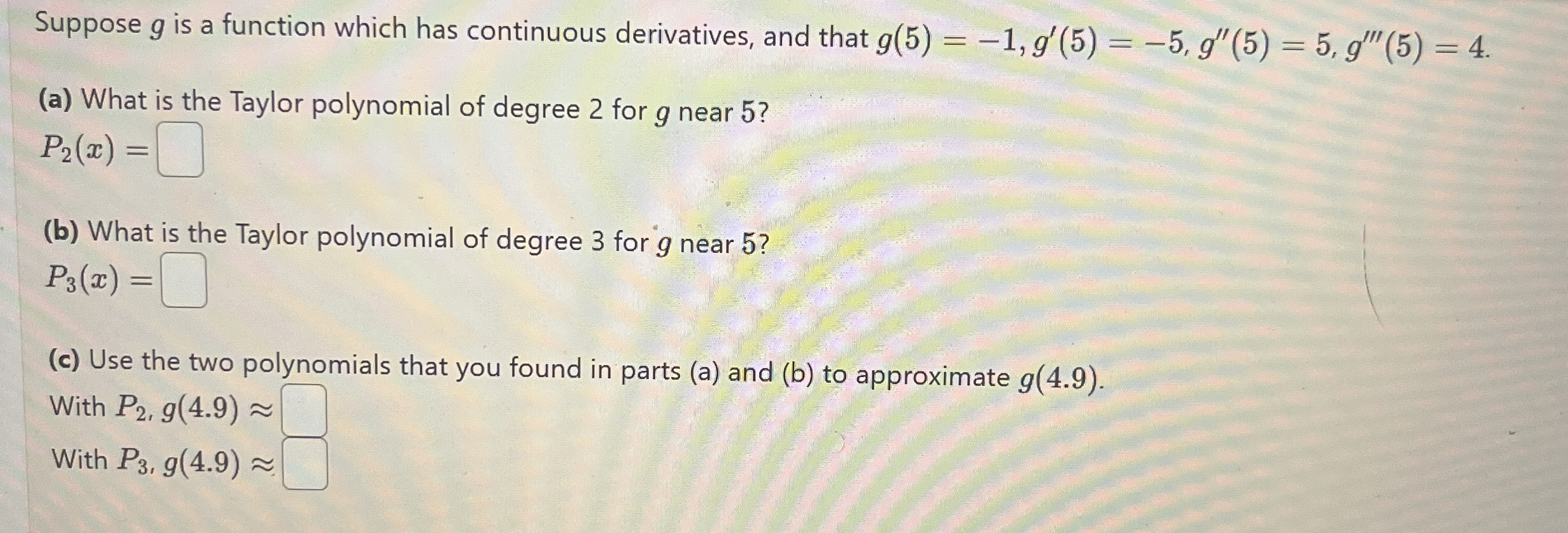 Solved Suppose g ﻿is a function which has continuous | Chegg.com