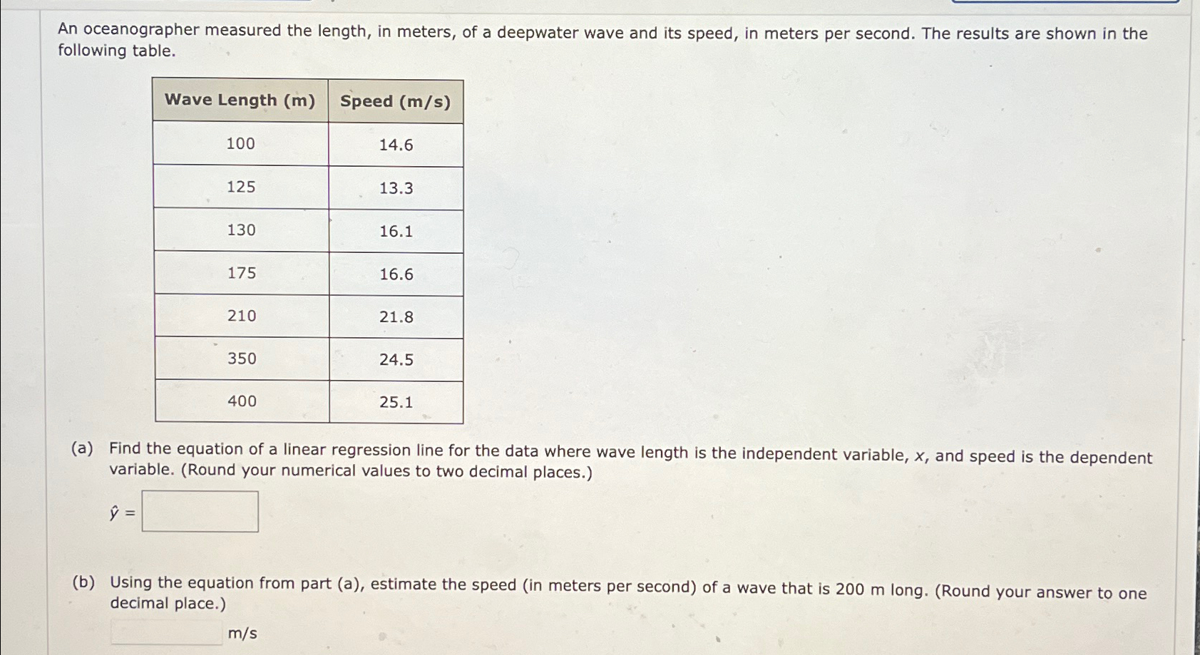 Solved An oceanographer measured the length, in meters, of a | Chegg.com