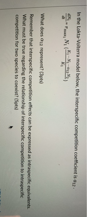 Solved In the Lokta-Volterra model below, the interspecific | Chegg.com