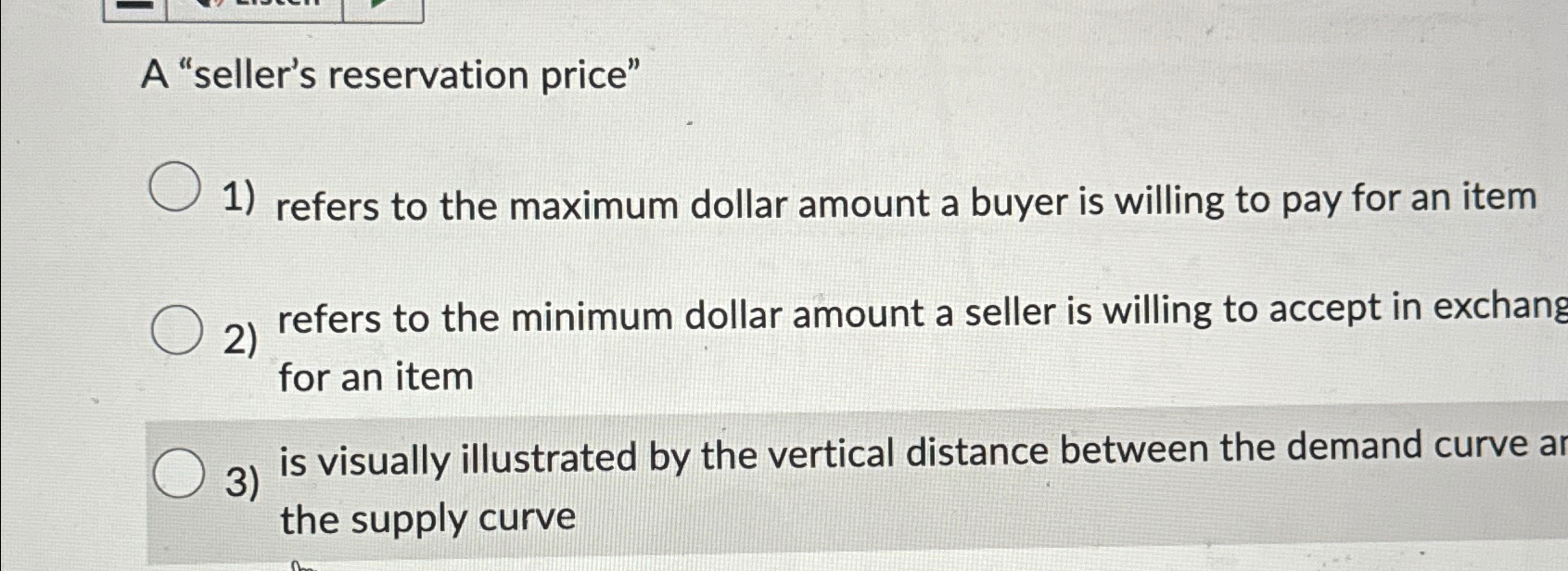 Solved A "seller's reservation price"refers to the maximum | Chegg.com