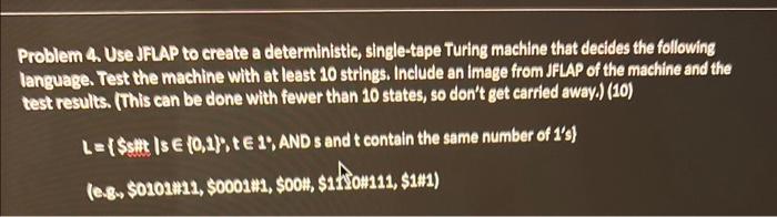 Solved Problem 4. Use JFLAP to create a deterministic, | Chegg.com