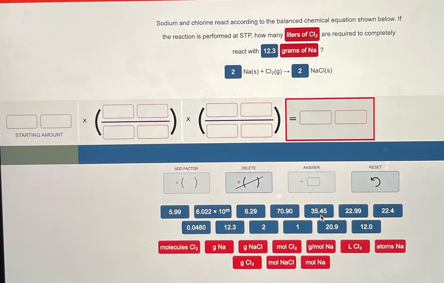 Solved Sodium and chlorine react according to the balanced | Chegg.com