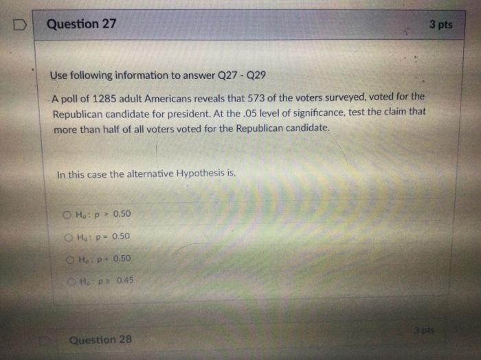Solved Question 27 3 pts Use following information to answer | Chegg.com