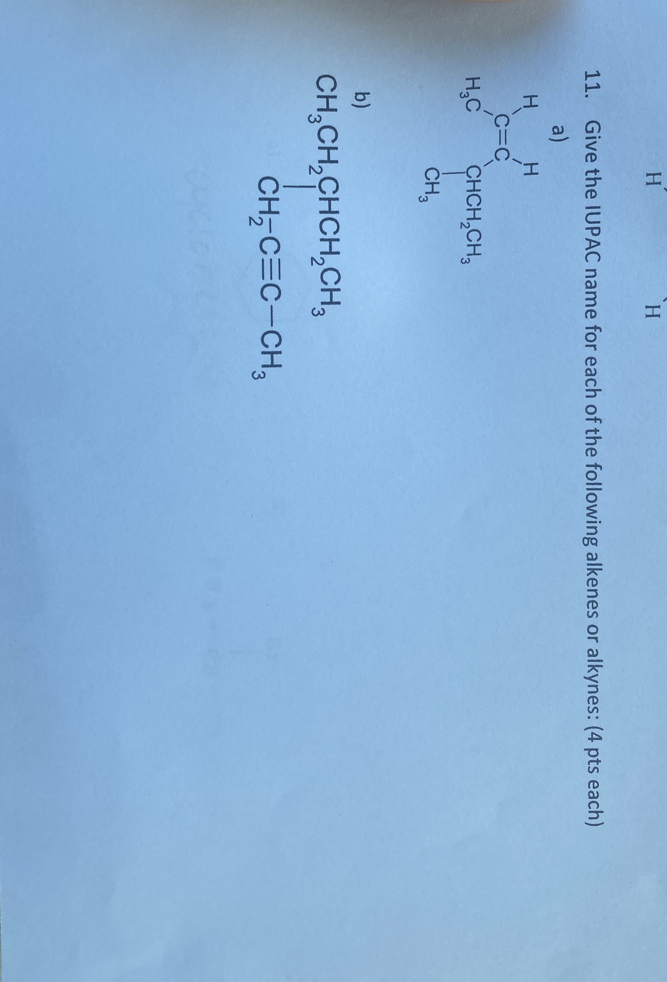 Solved Give the IUPAC name for each of the following alkenes | Chegg.com
