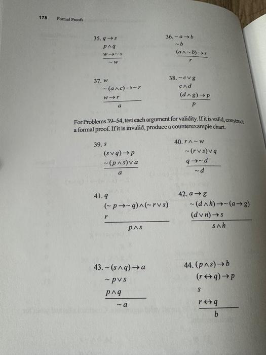 Solved 32. p∨r ∼(s∧w)→∼(p∨r)(w∨a)→gk∼(g∧s)∨k Problems 33-38 | Chegg.com