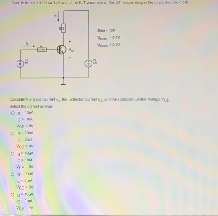 Solved Given is the circuit shown below and the BJT | Chegg.com