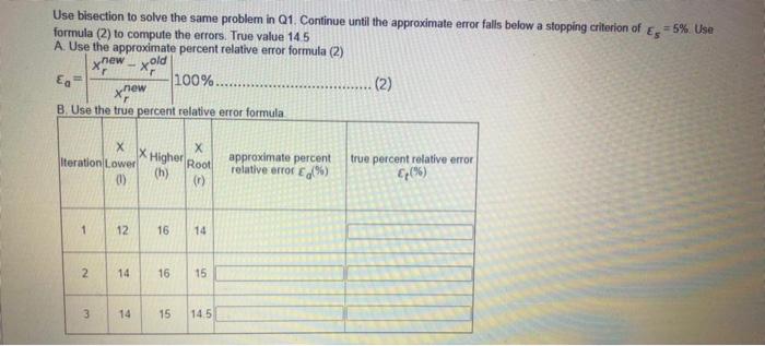 Solved Use bisection to solve the same problem in Q1. | Chegg.com