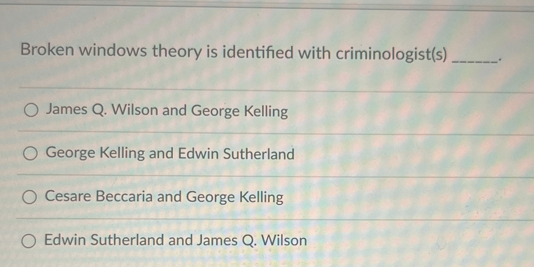 Solved Broken windows theory is identified with | Chegg.com