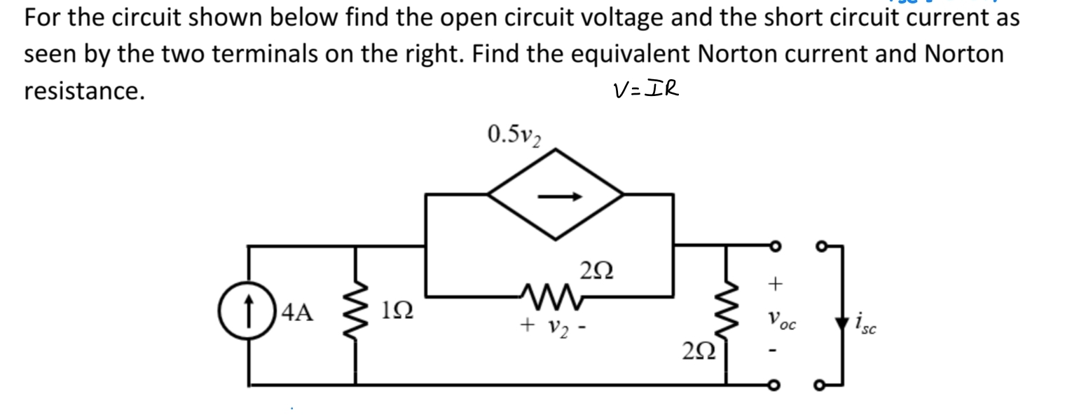 Solved For the circuit shown below find the open circuit | Chegg.com